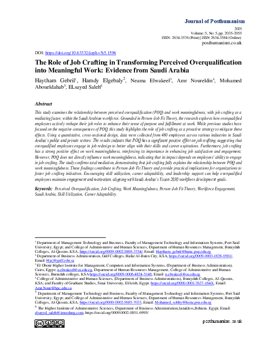 (PDF) The Role of Job Crafting in Transforming Perceived ...