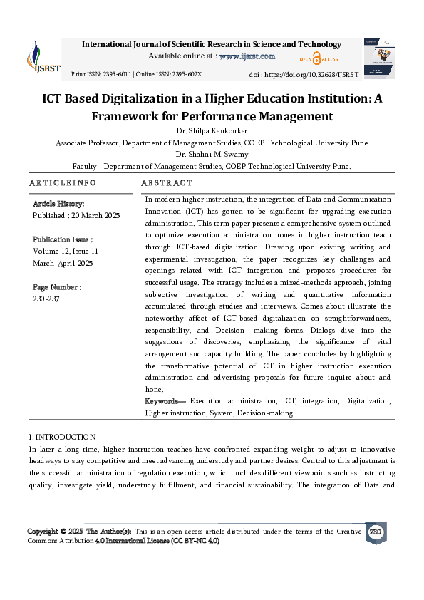 (PDF) ICT Based Digitalization in a Higher Education Institution: A ...