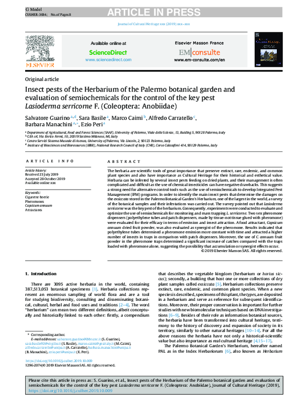 (PDF) Insect pests of the Herbarium of the Palermo botanical garden and ...