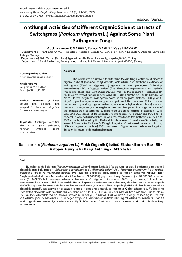 (PDF) Antifungal Activities of Different Organic Solvent Extracts of Switchgrass (Panicum ...