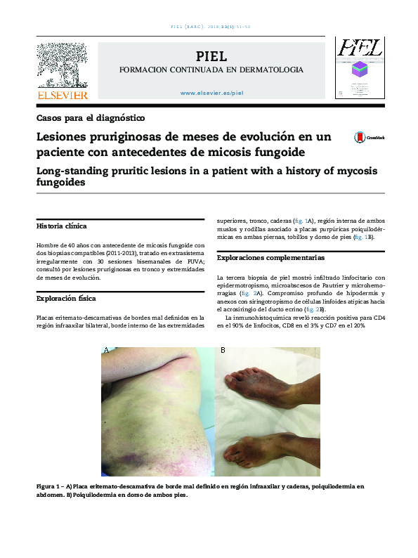 (PDF) Lesiones pruriginosas de meses de evolución en un paciente con ...