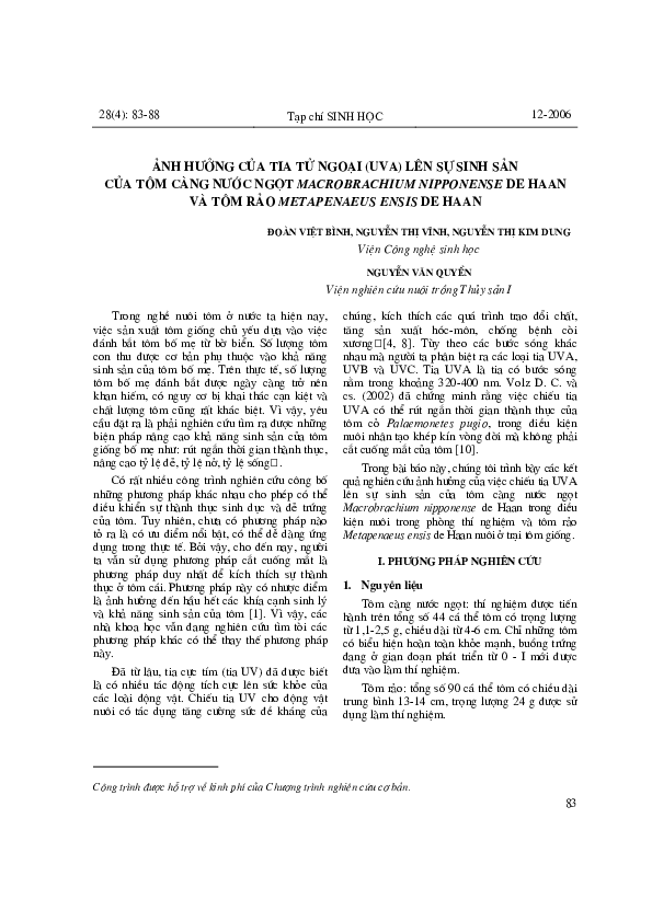 (PDF) Effects of the uv-a irradiation on the freshwater prawn ...