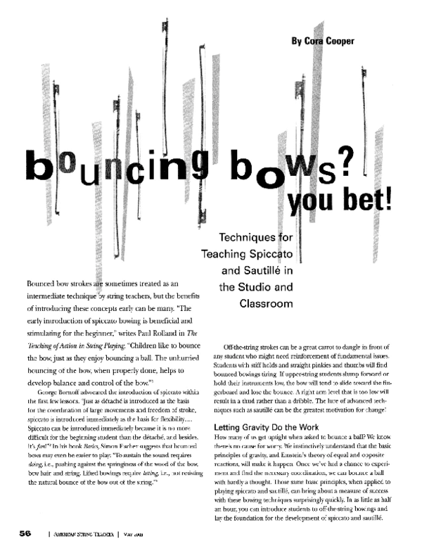 (PDF) Techniques for Teaching Spiccato and Sautillé in the Studio and ...