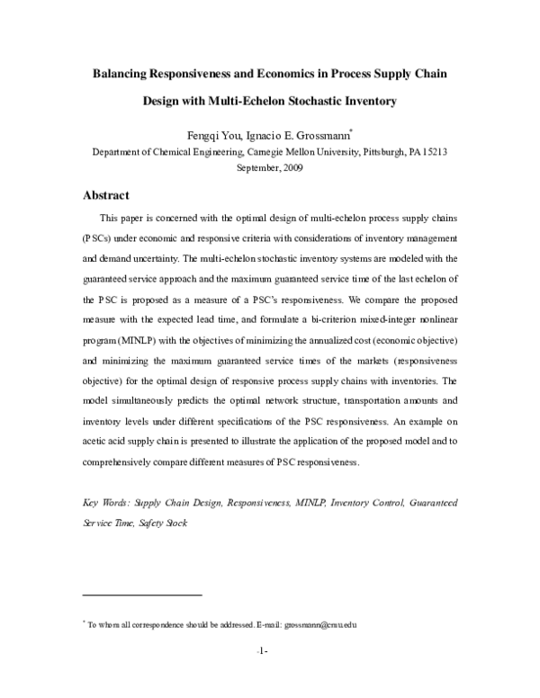 (PDF) Balancing responsiveness and economics in process supply chain ...