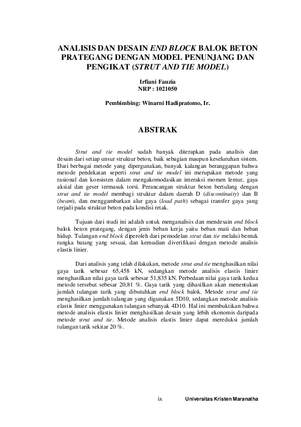 (PDF) Analisis dan Desain End Block Balok Beton Prategang Dengan Model ...