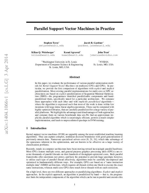 (PDF) Parallel Support Vector Machines in Practice