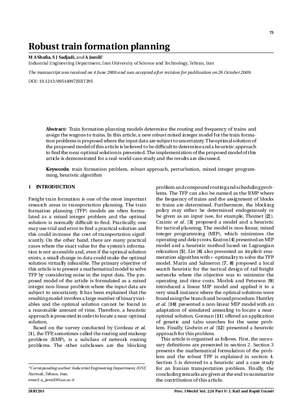 (PDF) Robust train formation planning