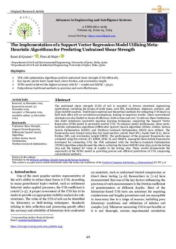(PDF) The Implementation of a Support Vector Regression Model Utilizing Meta-Heuristic ...
