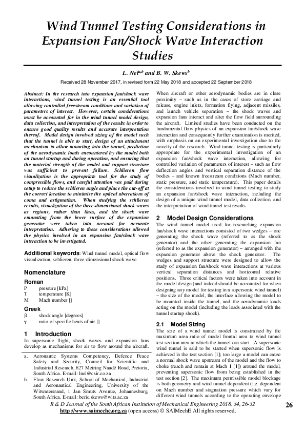 (PDF) Wind tunnel testing considerations in expansion tan/shock wave ...