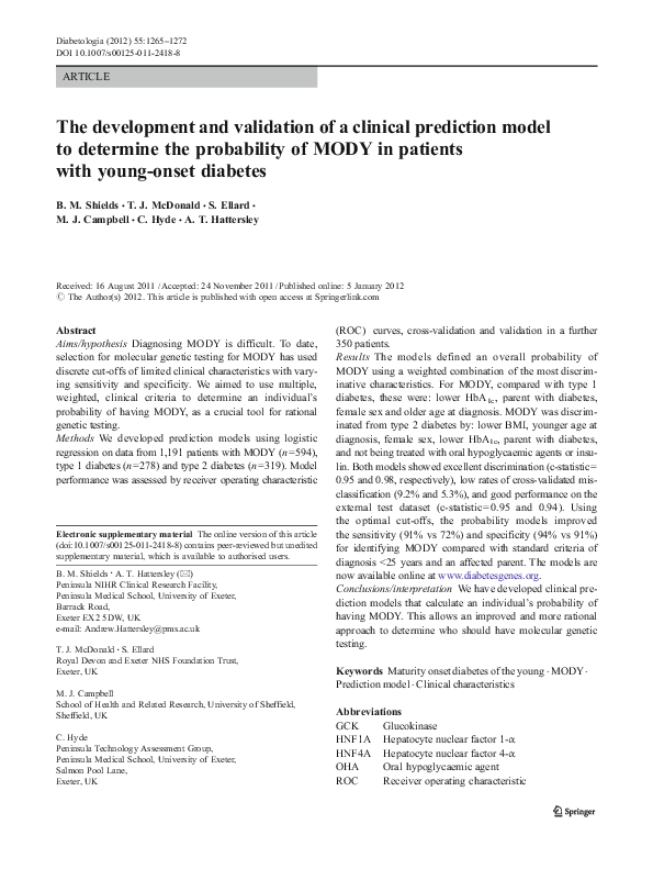 (PDF) The development and validation of a clinical prediction model to ...