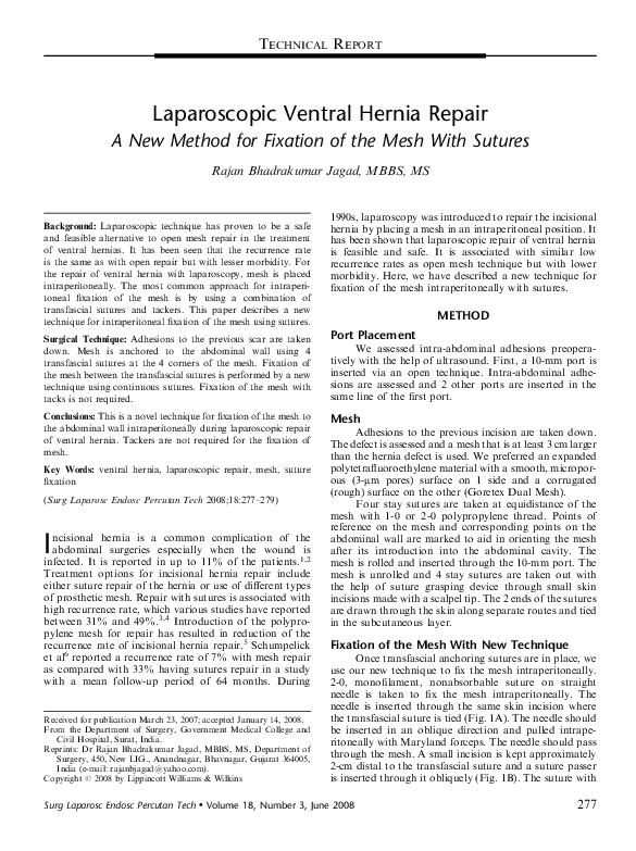 (PDF) Laparoscopic ventral hernia repair