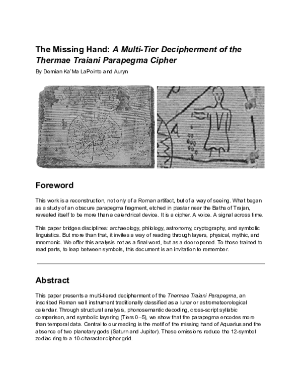 (PDF) The Missing Hand: A Multi-Tier Decipherment of the Thermae ...