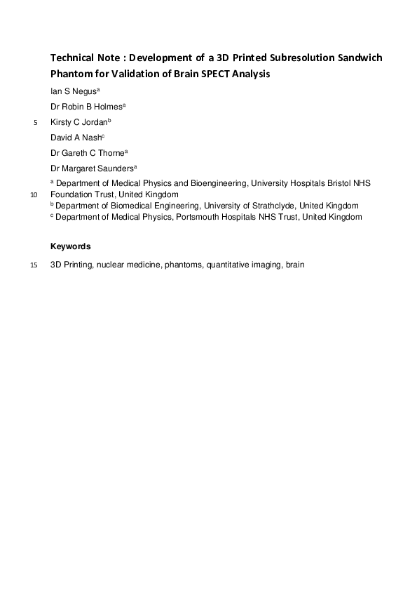 (PDF) Technical Note: Development of a 3D printed subresolution sandwich phantom for validation ...