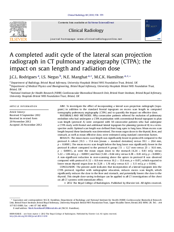 (PDF) A completed audit cycle of the lateral scan projection radiograph ...