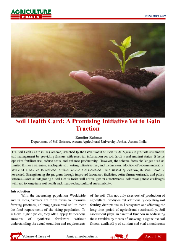 (PDF) Soil Health Card: A Promising Initiative Yet to Gain Traction