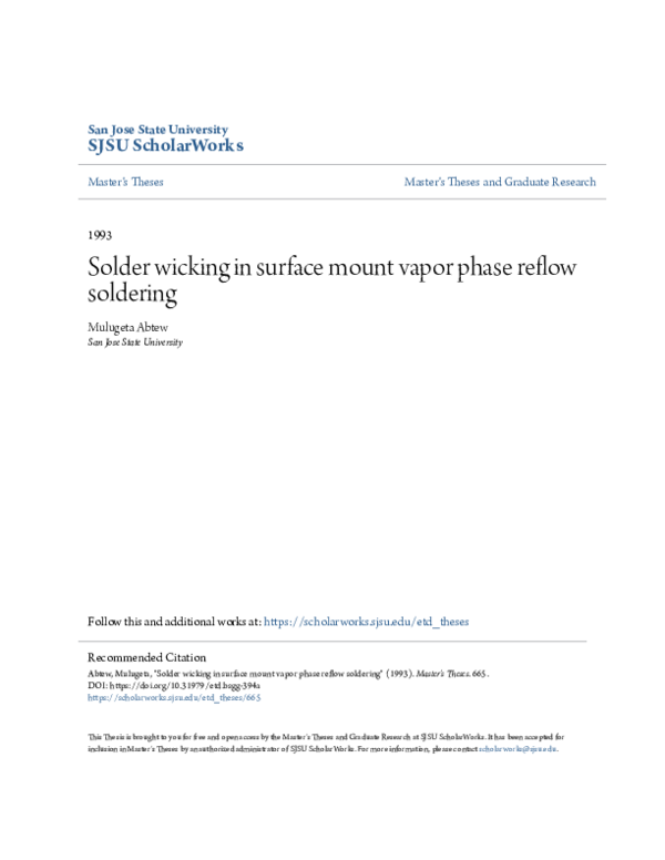 (PDF) Solder wicking in surface mount vapor phase reflow soldering
