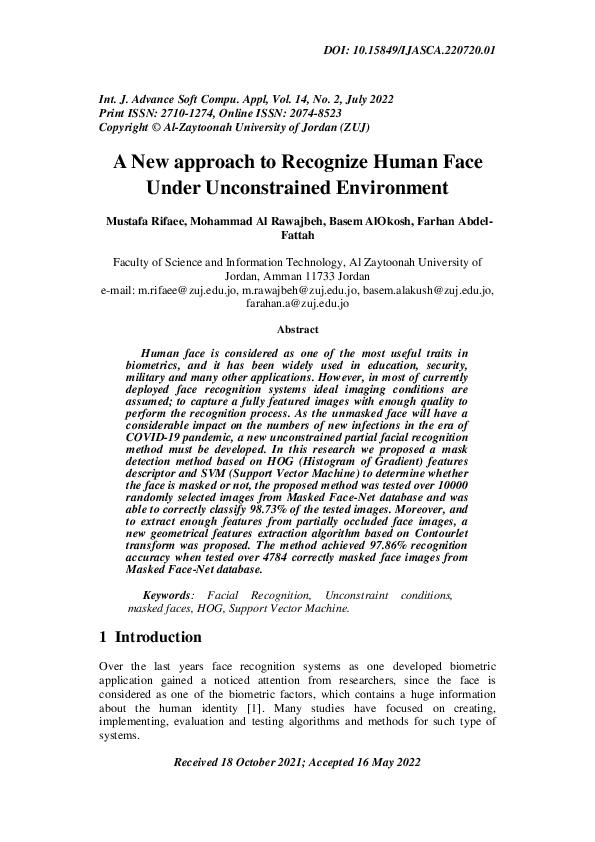 (PDF) A New approach to Recognize Human Face Under Unconstrained ...