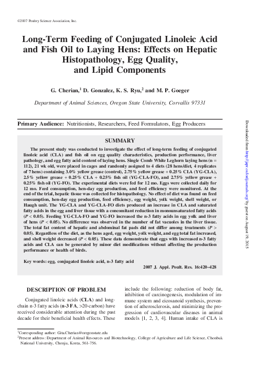 (PDF) Long-Term Feeding of Conjugated Linoleic Acid and Fish Oil to ...