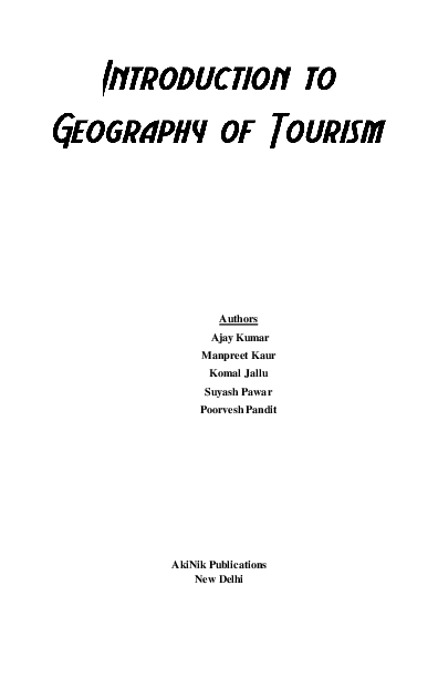 (PDF) Geography of Tourism
