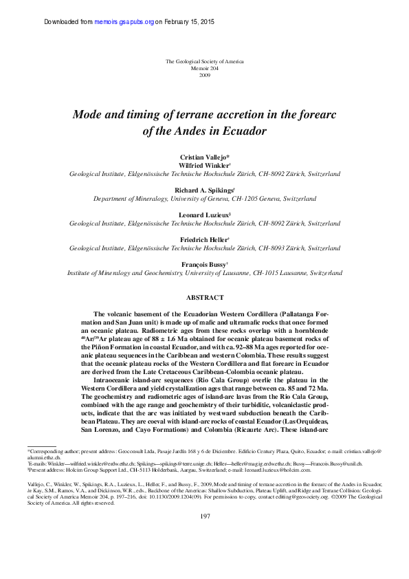 (PDF) Mode and timing of terrane accretion in the forearc of the Andes ...