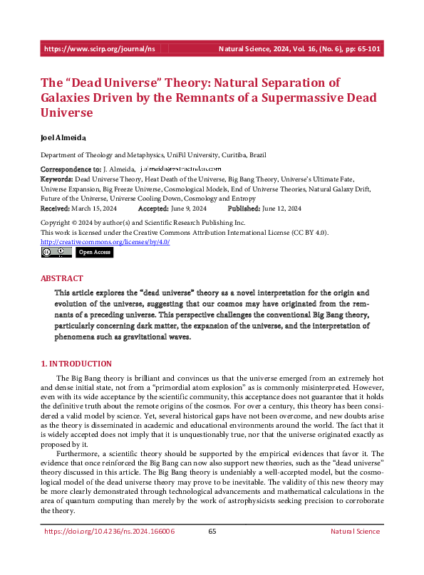 (PDF) The "Dead Universe" Theory: Natural Separation of Galaxies Driven ...
