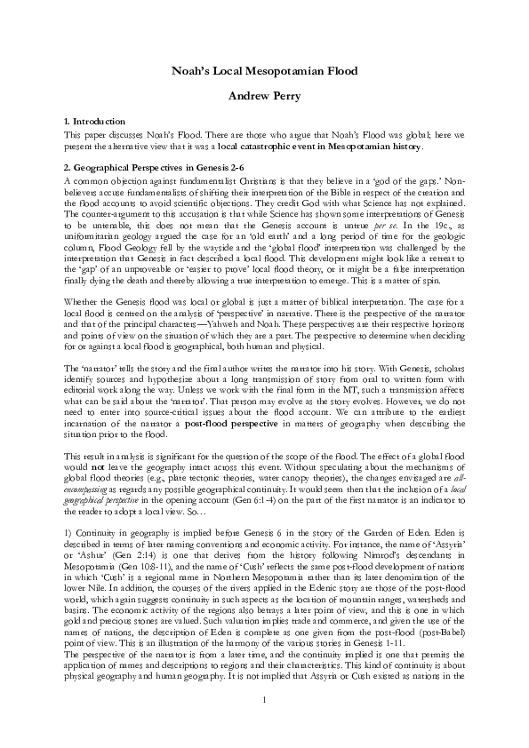(PDF) Noah's Local Mesopotamian Flood