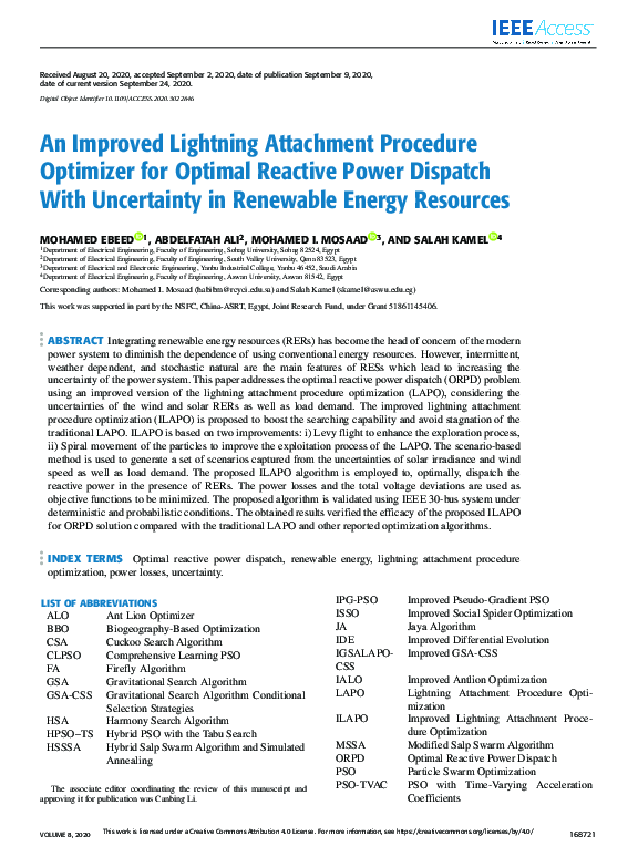 (PDF) An Improved Lightning Attachment Procedure Optimizer for Optimal Reactive Power Dispatch ...