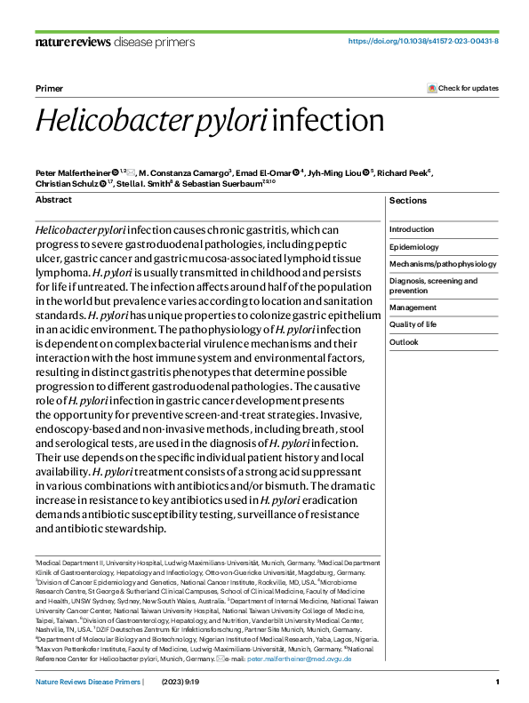 (PDF) Helicobacter pylori infection