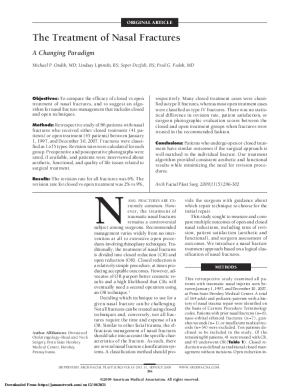 (PDF) The Treatment of Nasal Fractures