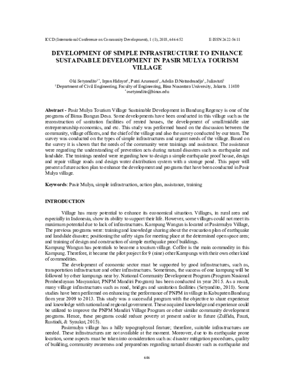 (PDF) Development of Simple Infrastructure to Enhance Sustainable ...