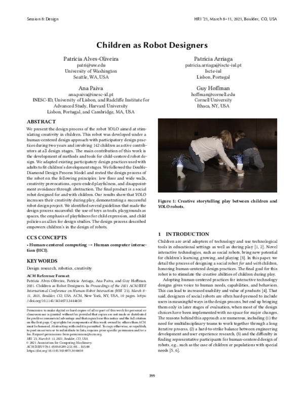 (PDF) Children as Robot Designers