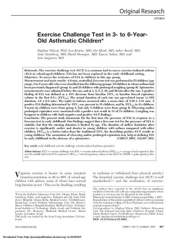 (PDF) Exercise Challenge Test in 3- to 6-Year-Old Asthmatic Children