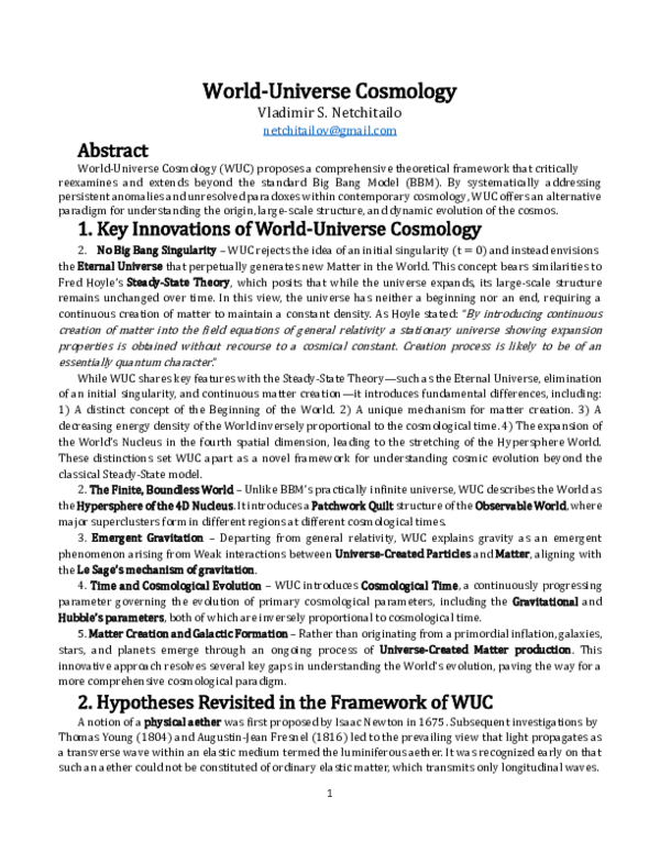 (PDF) World-Universe Cosmology