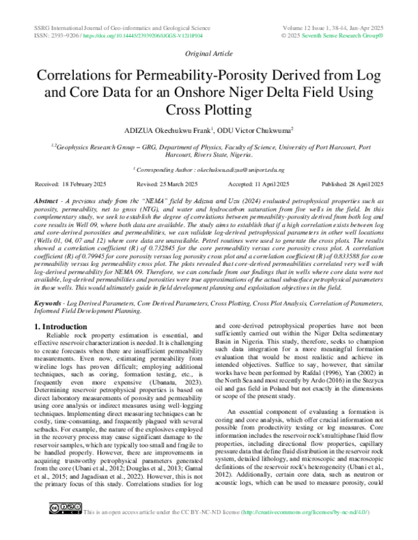 (PDF) Correlations for Permeability-Porosity Derived from Log and Core ...