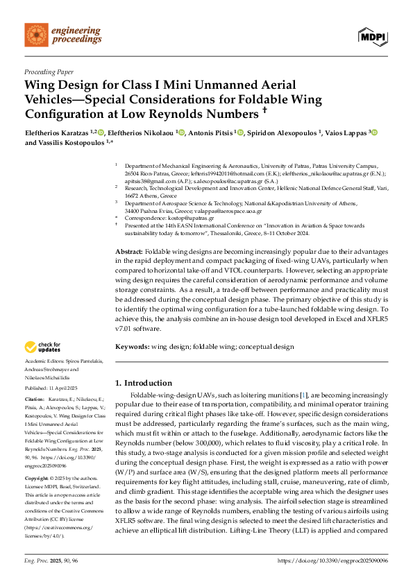 (PDF) Wing Design for Class I Mini Unmanned Aerial Vehicles-Special ...