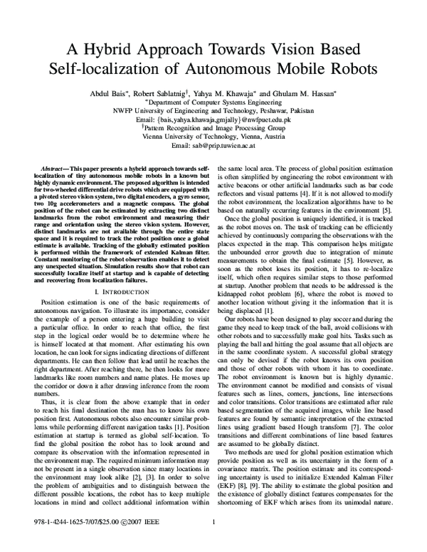 Pdf A Hybrid Approach Towards Vision Based Self Localization Of