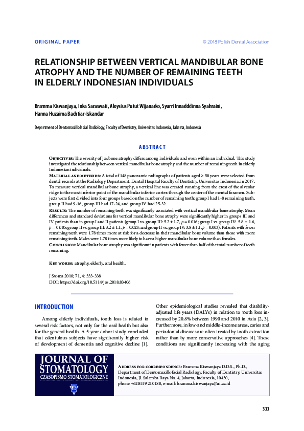 (PDF) Relationship between vertical mandibular bone atrophy and the ...