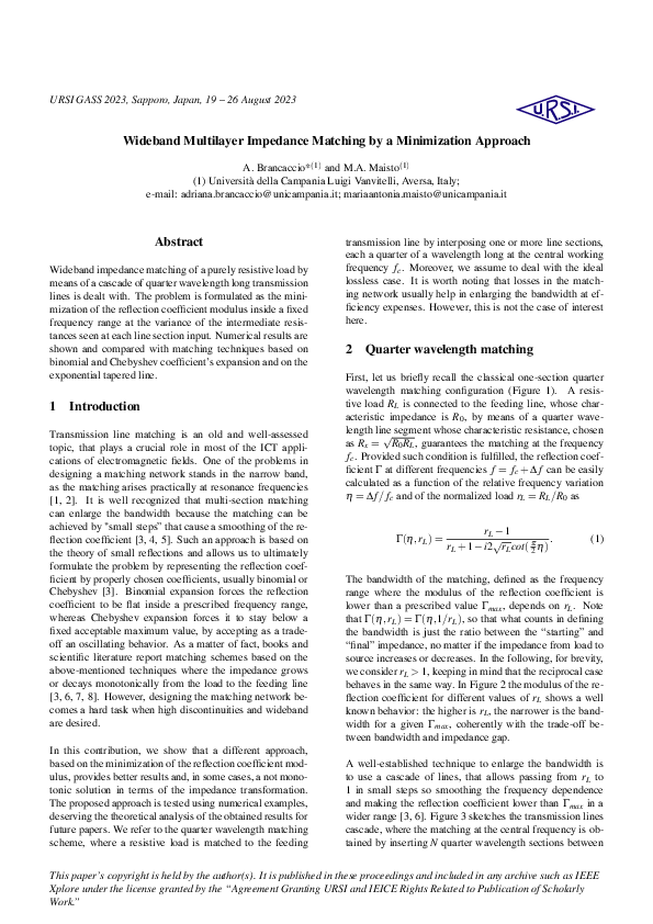 (PDF) Wideband Multilayer Impedance Matching by a Minimization Approach