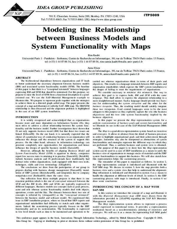 (PDF) Modelling the Relationship between Business Models and System ...