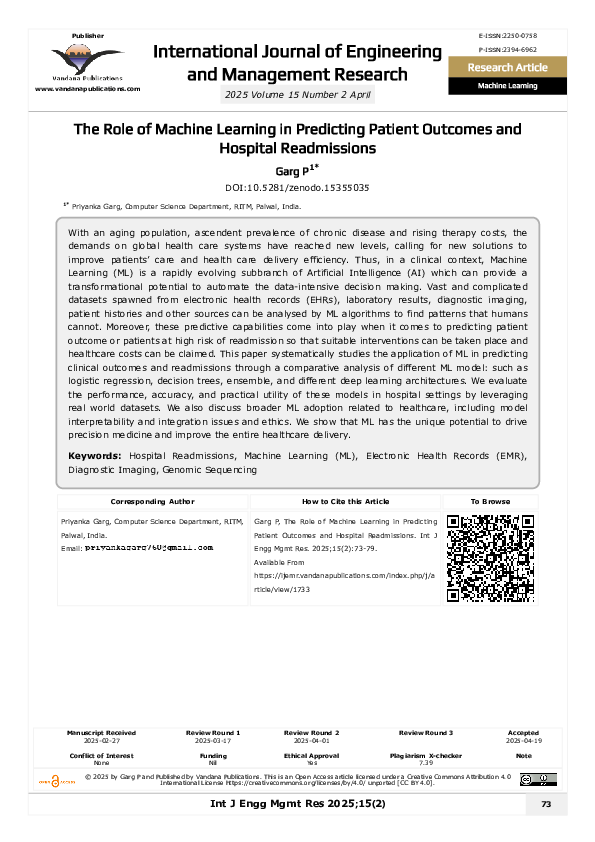 (PDF) The Role of Machine Learning in Predicting Patient Outcomes and ...