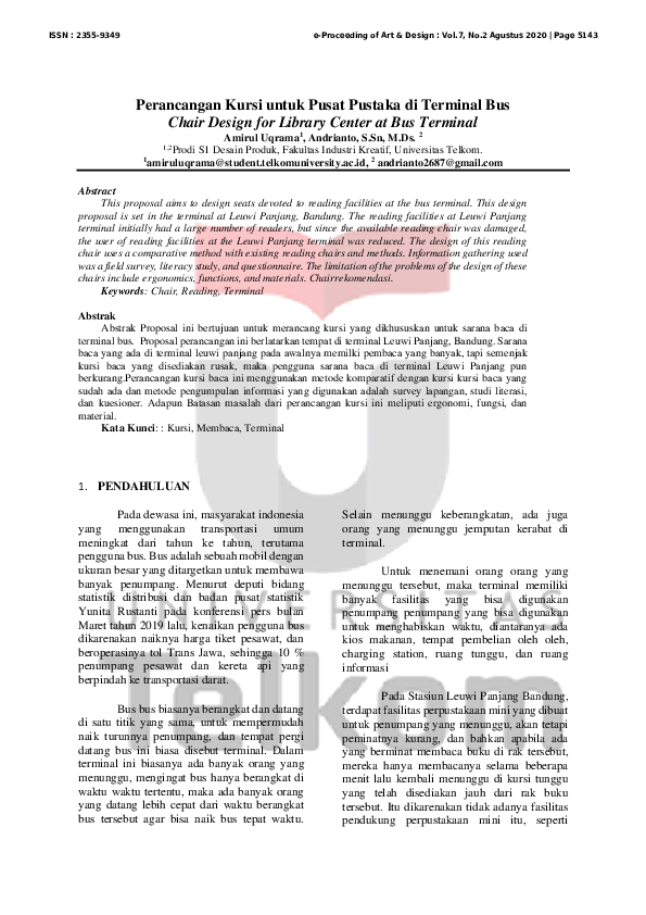 (PDF) Perancangan Kursi Untuk Pusat Pustaka Di Terminal Bus