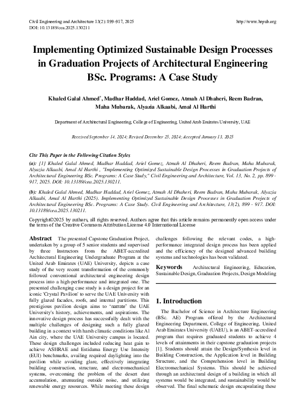 (PDF) Implementing Optimized Sustainable Design Processes in Graduation ...
