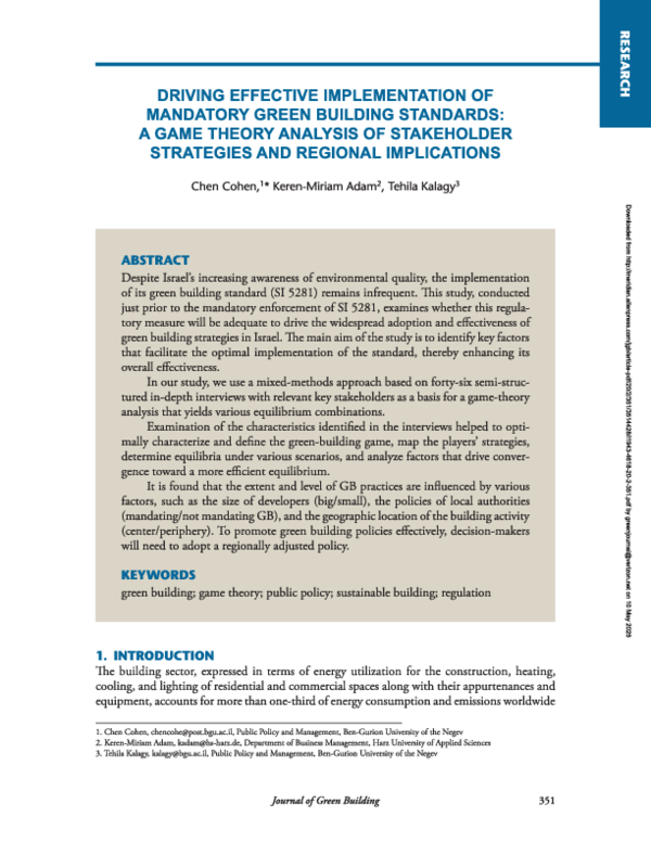 (PDF) DRIVING EFFECTIVE IMPLEMENTATION OF MANDATORY GREEN BUILDING ...