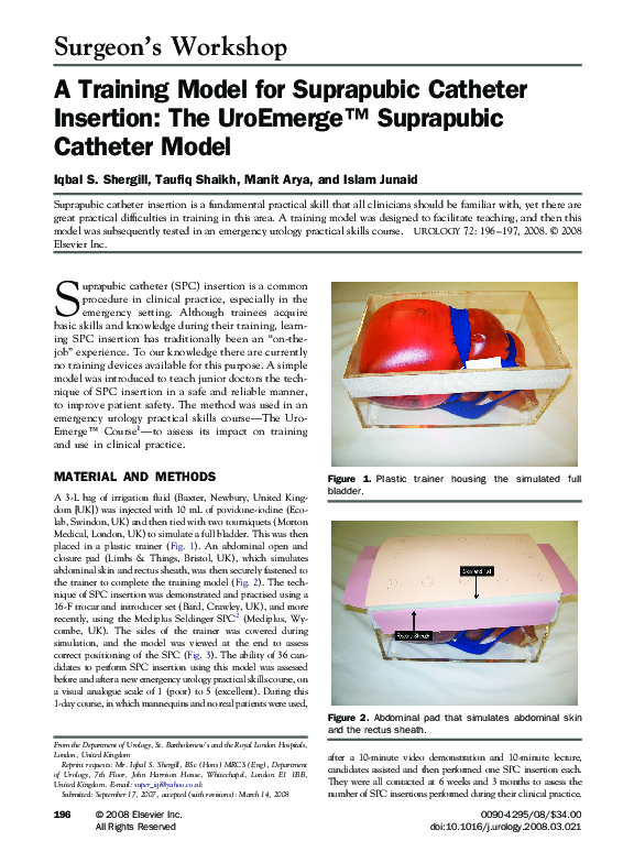 (PDF) A Training Model for Suprapubic Catheter Insertion: The UroEmerge ...
