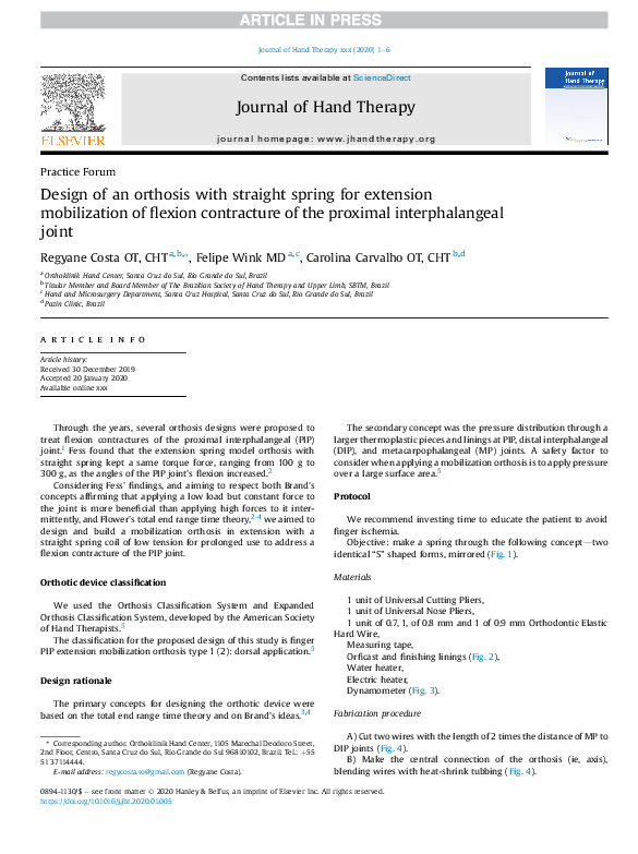 (PDF) Design of an orthosis with straight spring for extension ...