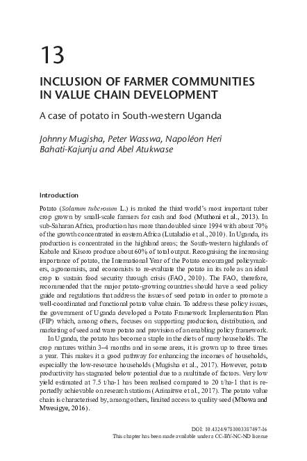(PDF) Inclusion of farmer communities in value chain development