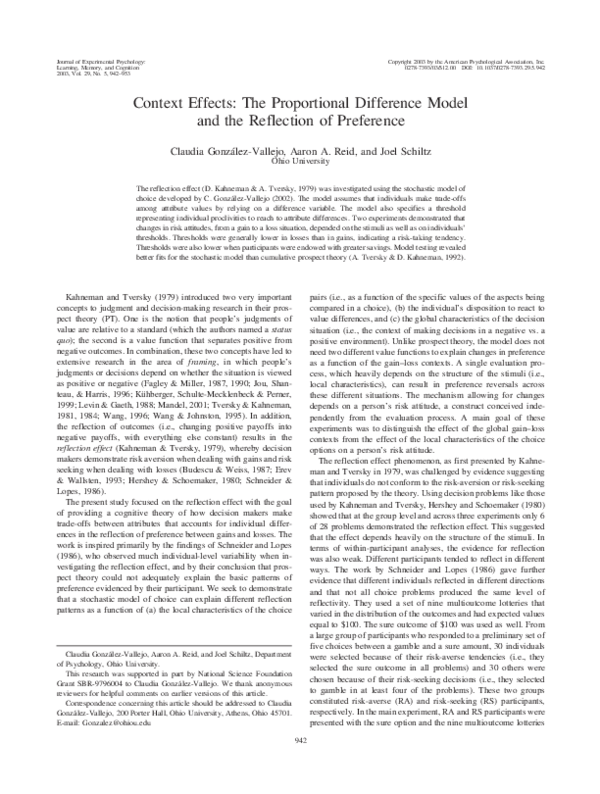 (PDF) Context effects: The proportional difference model and the ...