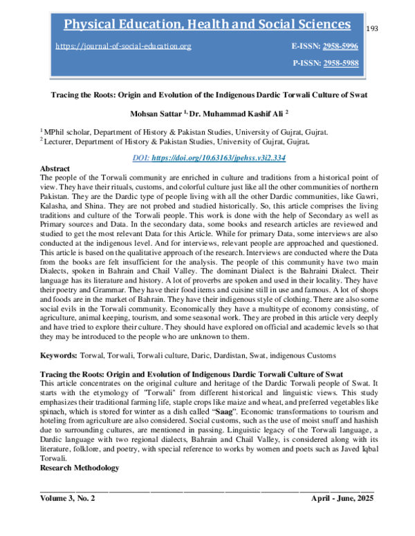 (PDF) Tracing the Roots: Origin and Evolution of the Indigenous Dardic ...