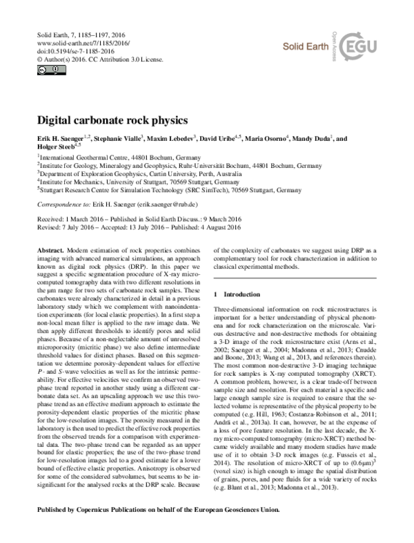 (PDF) Digital carbonate rock physics