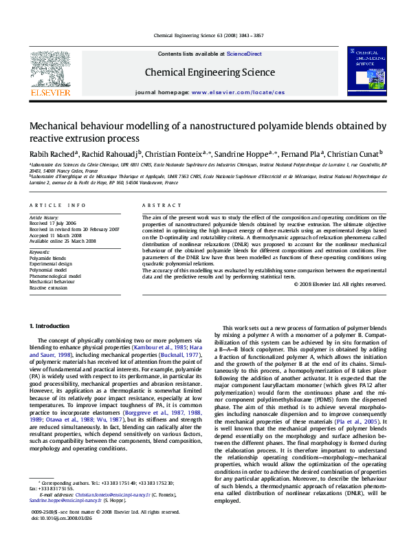 (PDF) Mechanical behaviour modelling of a nanostructured polyamide blends obtained by reactive ...